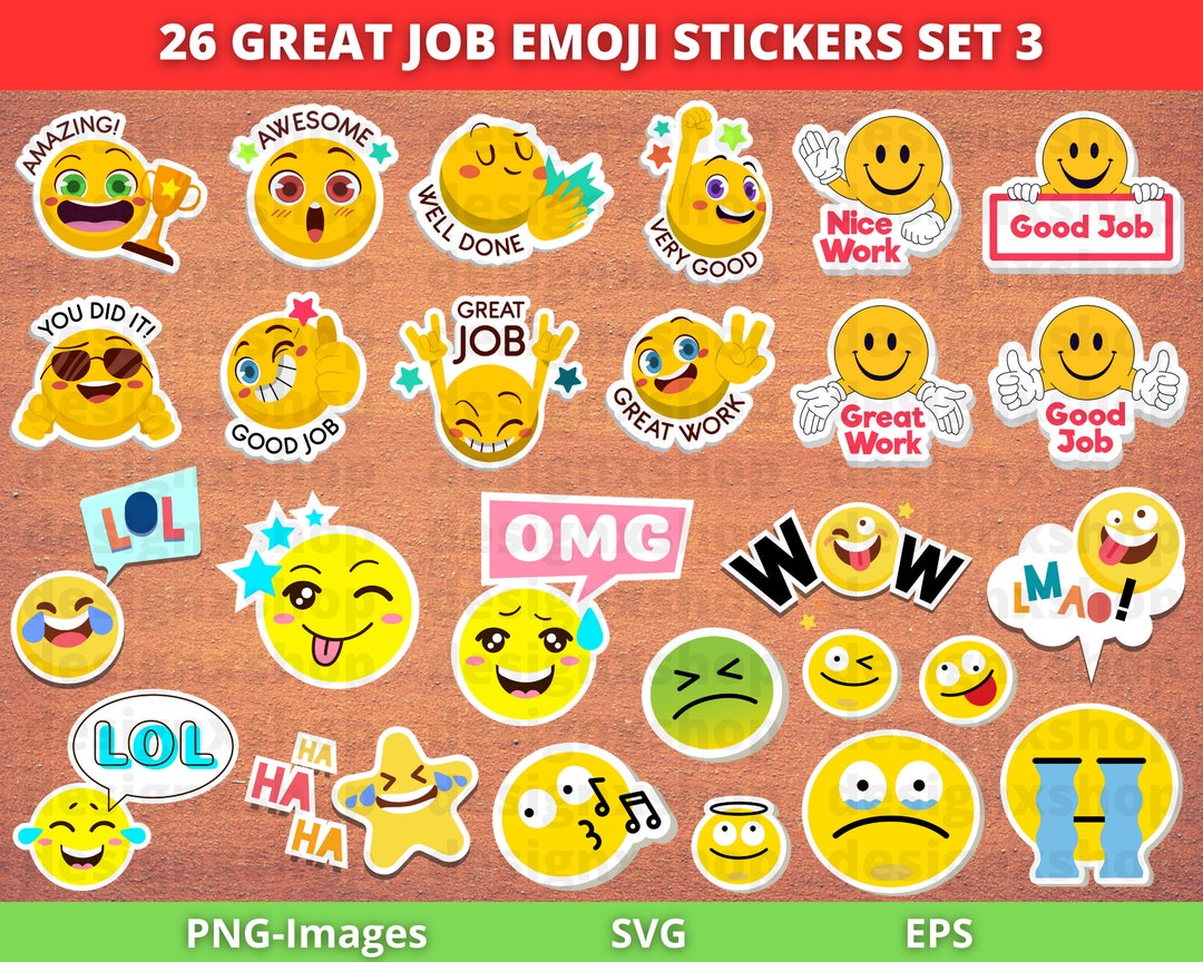 Great Job Reward Stickers, Emoji Stickers Clipart, Good Job Reward ...