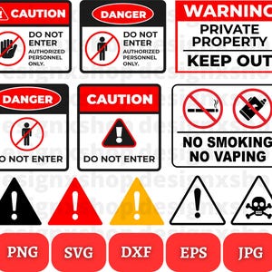 Caution Sign SVG Bundle, Caution Sign Svg, Danger Sign Clipart, Warning ...