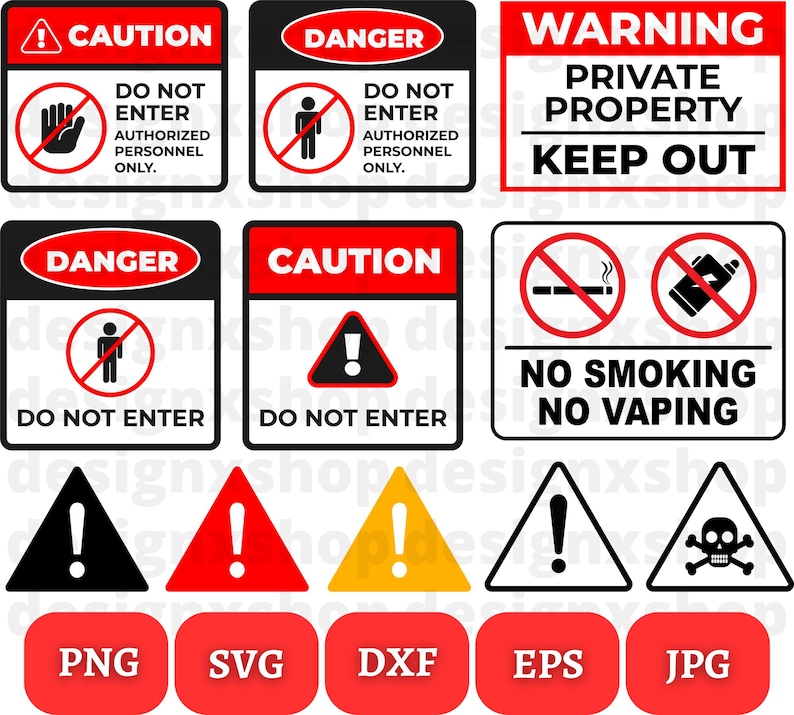 Caution Sign SVG Bundle, Caution Sign Svg, Danger Sign Clipart, Warning ...