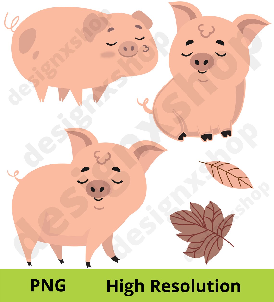 Cute Little Piggy Poses Clipart Pig Clipart Cute Piglets | Etsy