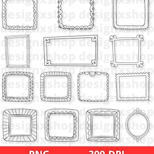 Digital Frames Clipart, Doodle Frames Clipart, Hand Drawn Frames ...