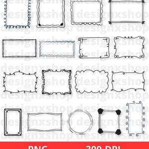 Digital Frames Clipart, Doodle Frames Clipart, Hand Drawn Frames ...
