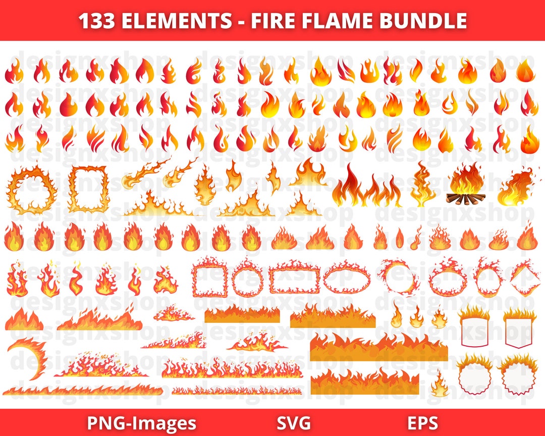 Fire SVG Bundle, Fire Clipart, Fire Flames Svg, Flames Frame Svg, Fire ...