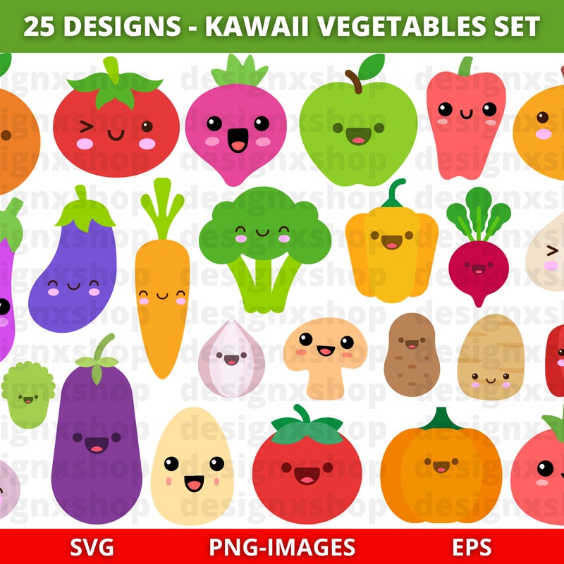 Cute Vegetables Cartoon - Etsy