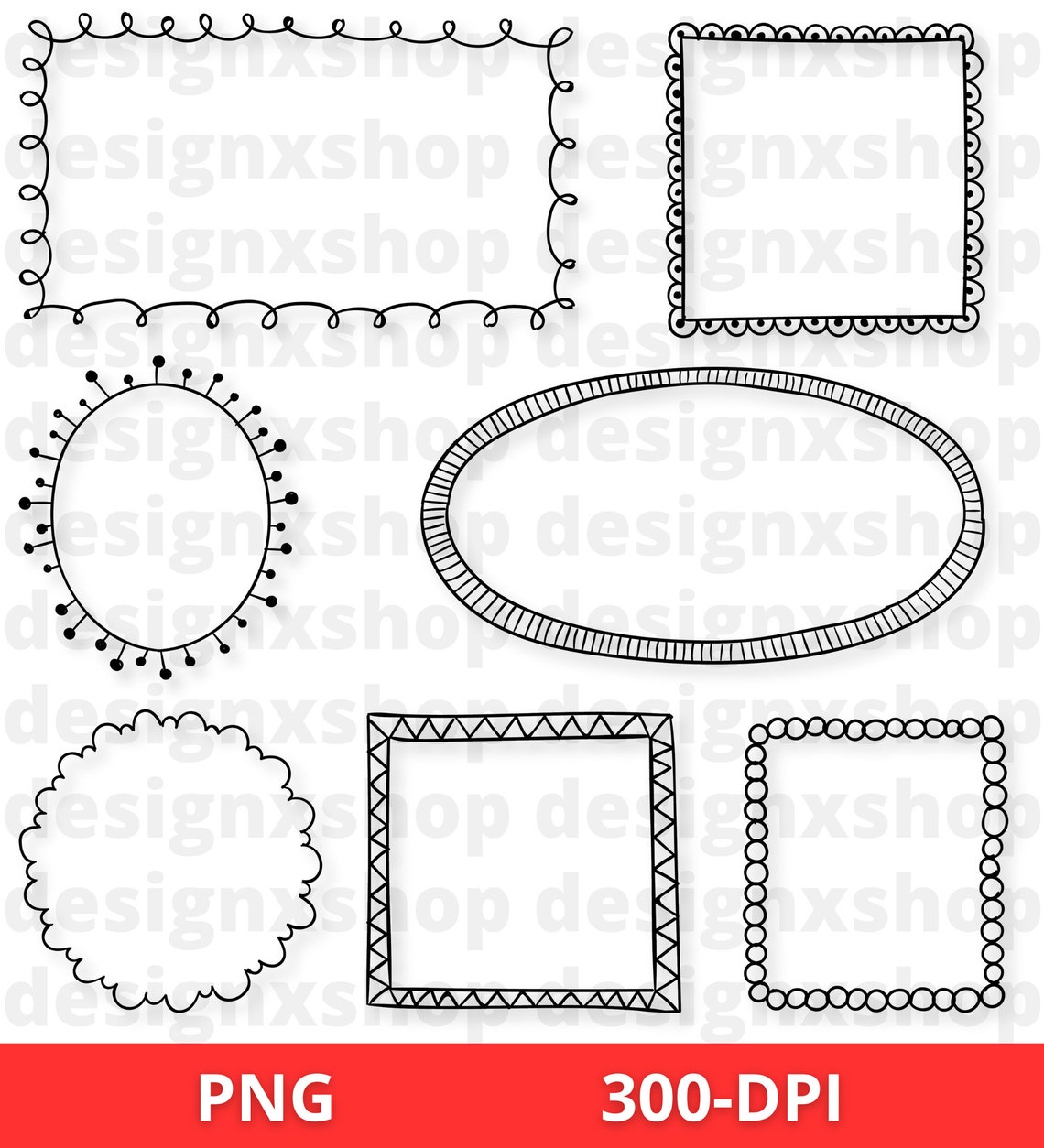 Digital Frames Clipart, Doodle Frames Clipart, Hand Drawn Frames ...