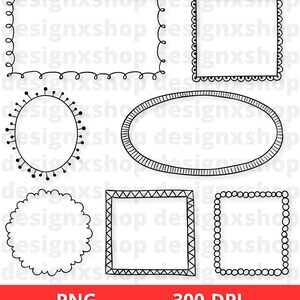 Digital Frames Clipart, Doodle Frames Clipart, Hand Drawn Frames ...