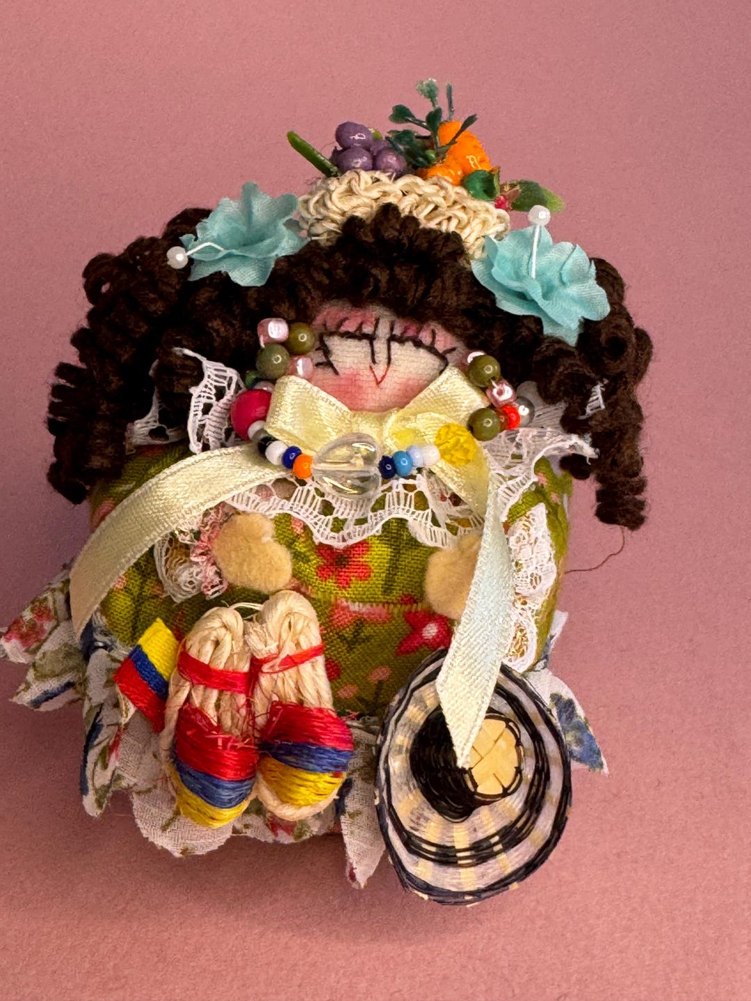 Handmade Colombian Folk Art Doll, Colorful Artisan Decor, One-of-a-kind ...