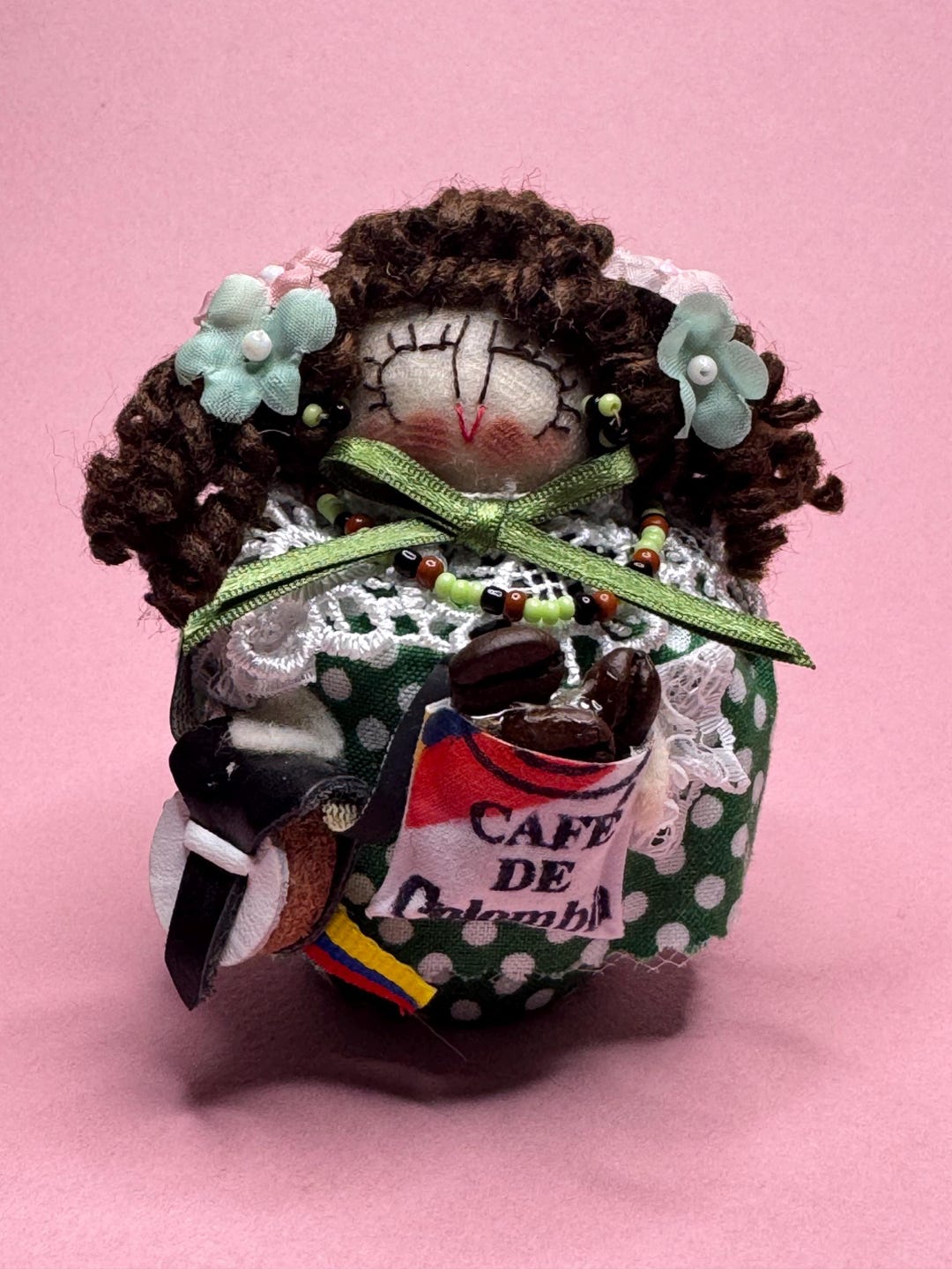 Handmade Colombian Doll Ornament: I Love Coffee Charm - Etsy