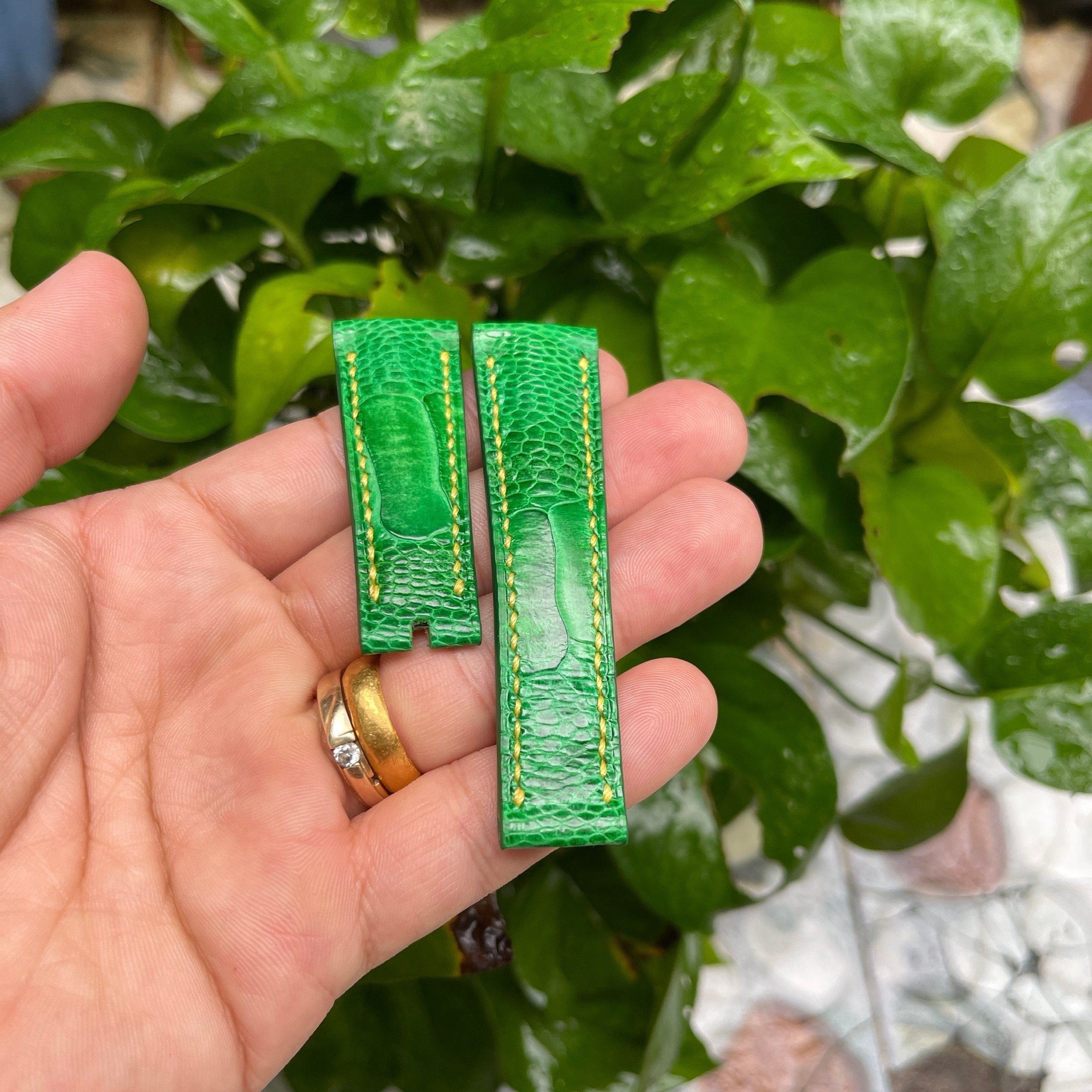 20mm GREEN Genuine OSTRICH Legs Leather Skin Watch Strap Band for Rolex ...