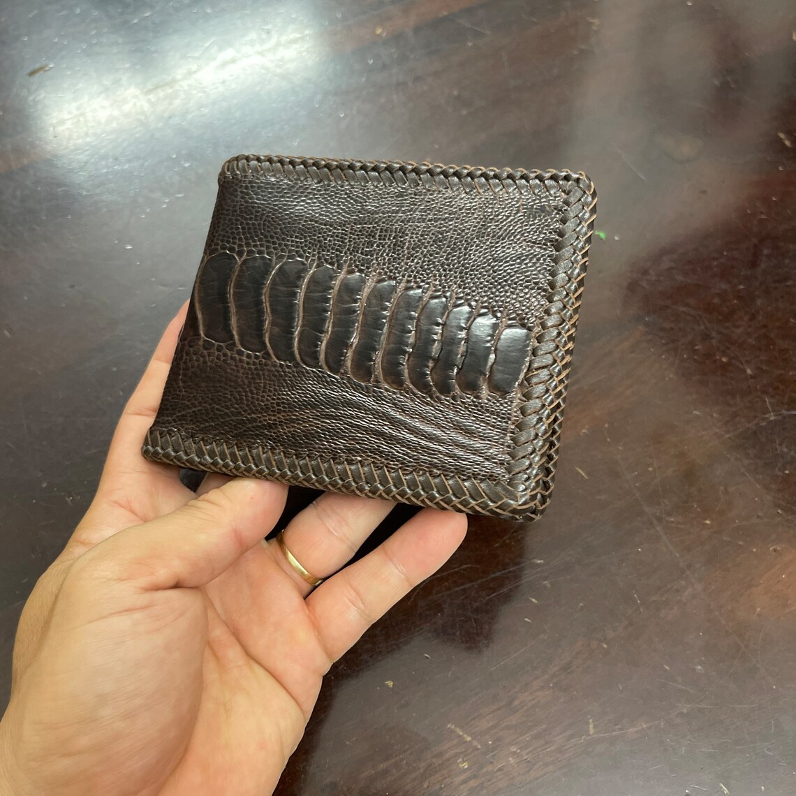 Handmade Brown Ostrich Leg Leather Bifold Wallet With Money Clip - Etsy