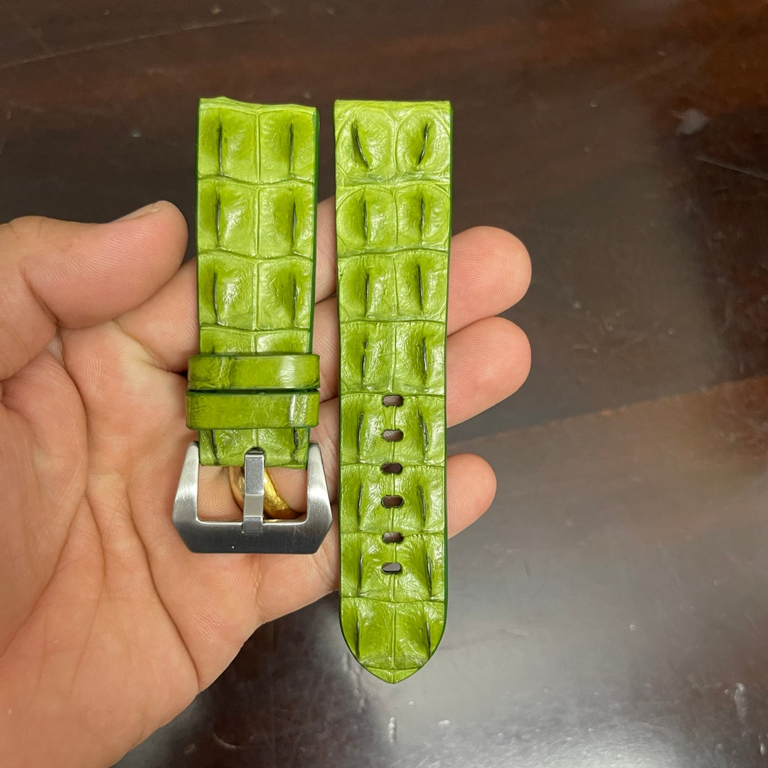24mm Green Hornback Allligaator Leather Watch Strap: Handmade Panerai ...