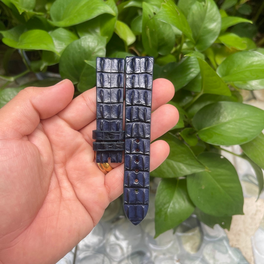 20mm Navy Blue Hornback Genuine Leather Watch Strap - Etsy