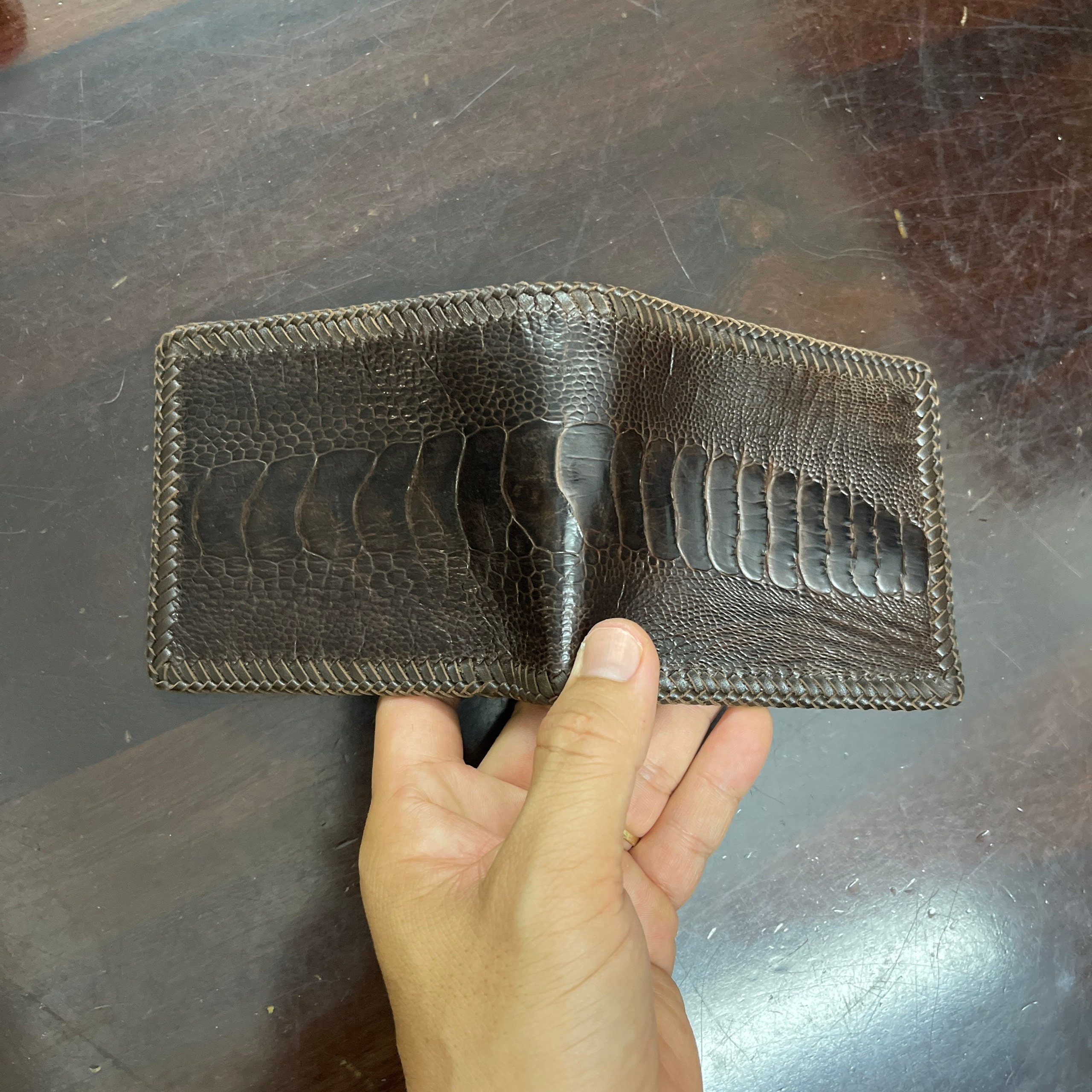 Handmade Brown Ostrich Leg Leather Bifold Wallet With Money Clip - Etsy