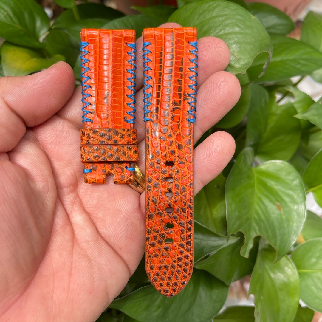 Handmade Orange Lizard Skin Watch Strap 24mm - Panerai Style - Etsy