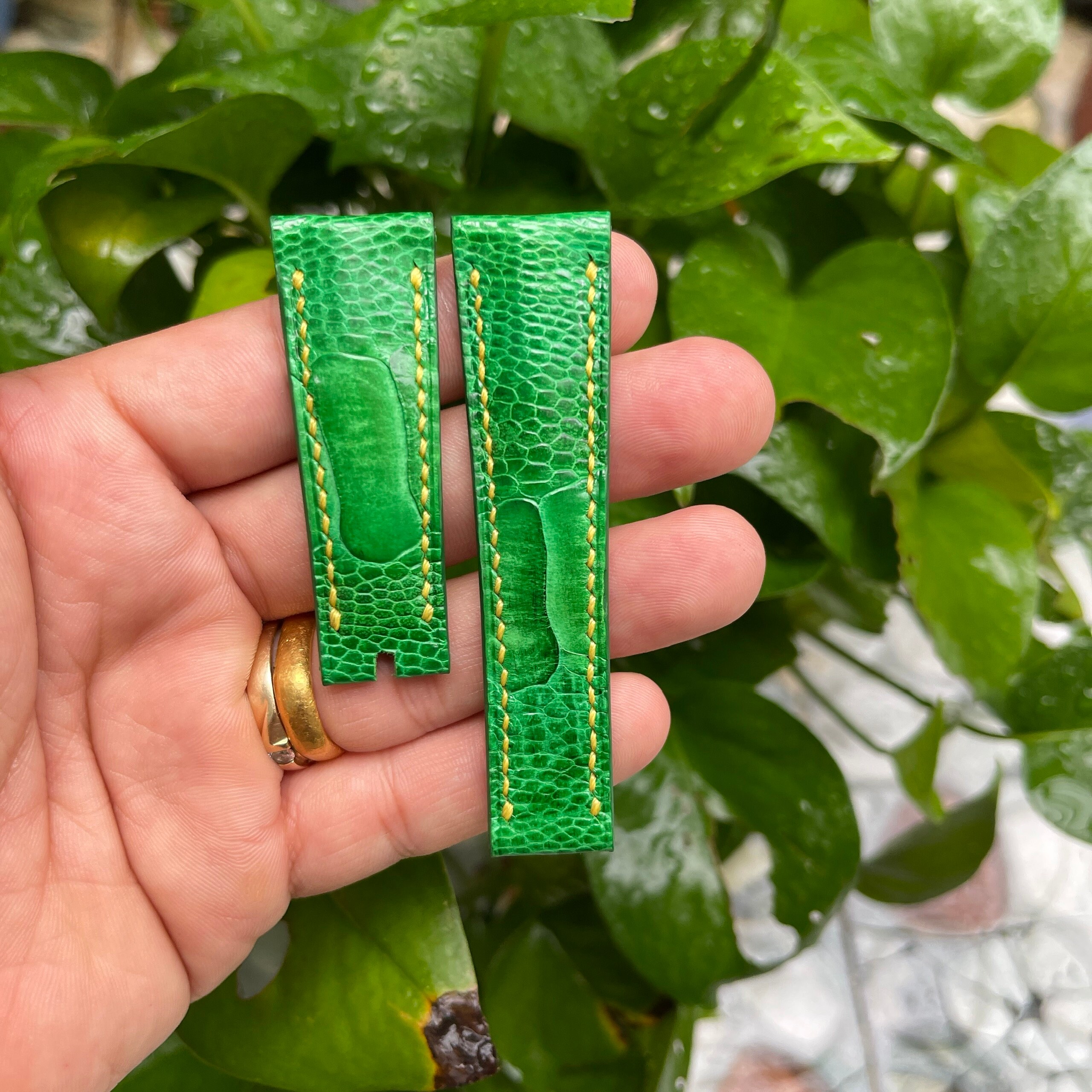 20mm GREEN Genuine OSTRICH Legs Leather Skin Watch Strap Band for Rolex ...