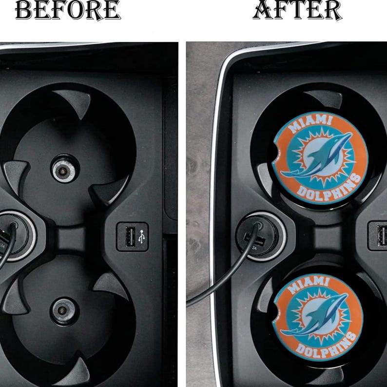 Miami Dolphins Car Coasters: Absorbent Ceramic, 2 per Pack - Etsy