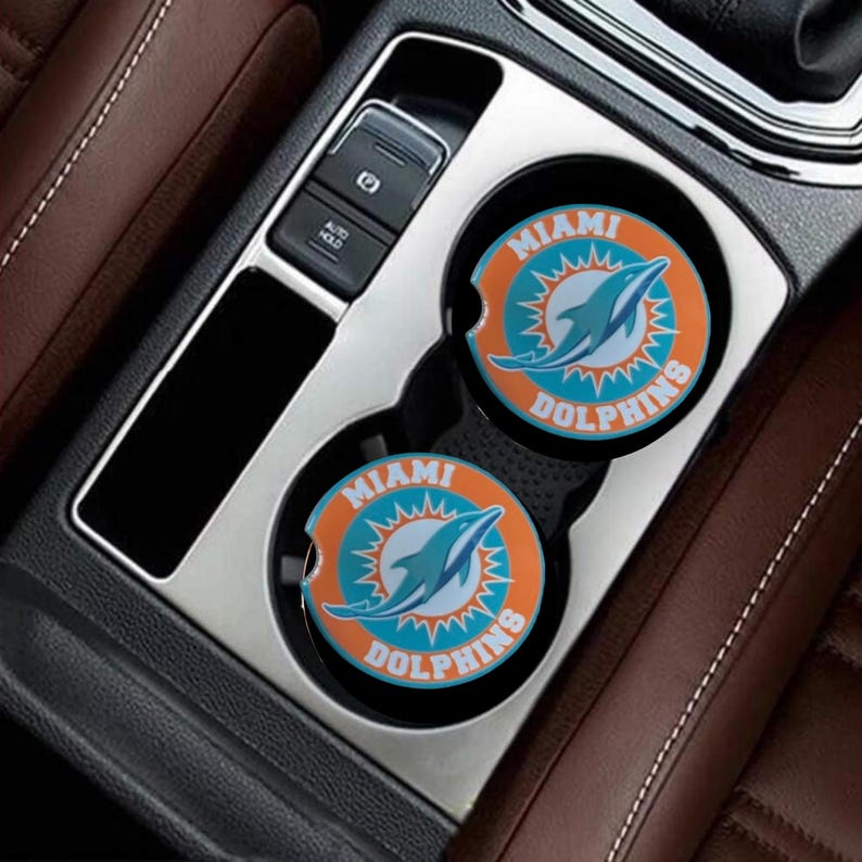 Miami Dolphins Car Coasters: Absorbent Ceramic, 2 per Pack - Etsy