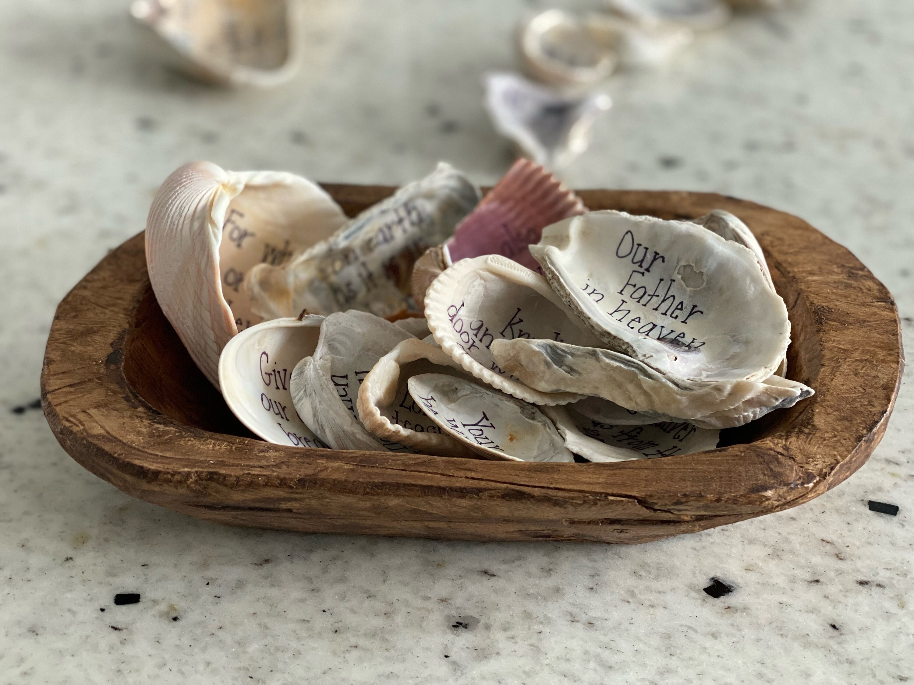 Oyster and Other Shells Encourage Prayer Our Father the Lord's Prayer ...