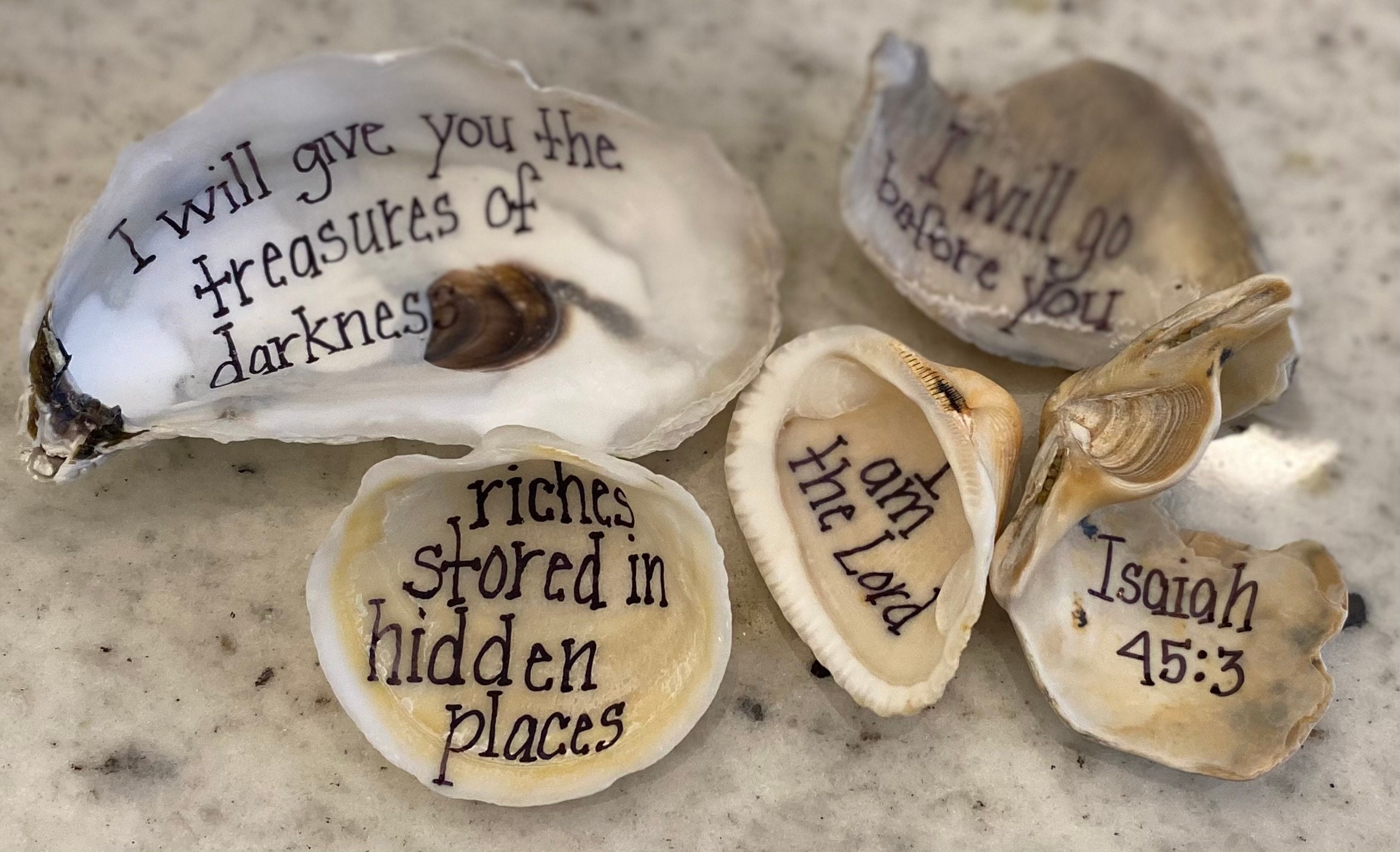 Oyster Shells Treasures Prayer Gift Bag Treasures in Darkness Isaiah ...