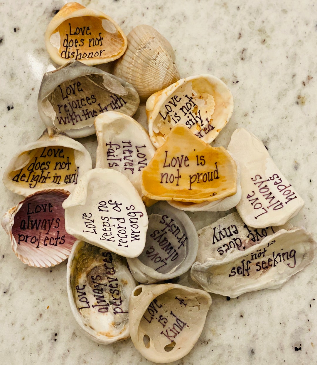 Shells Unique Wedding Gift Love is Patient, Love is Kind, Prayer ...