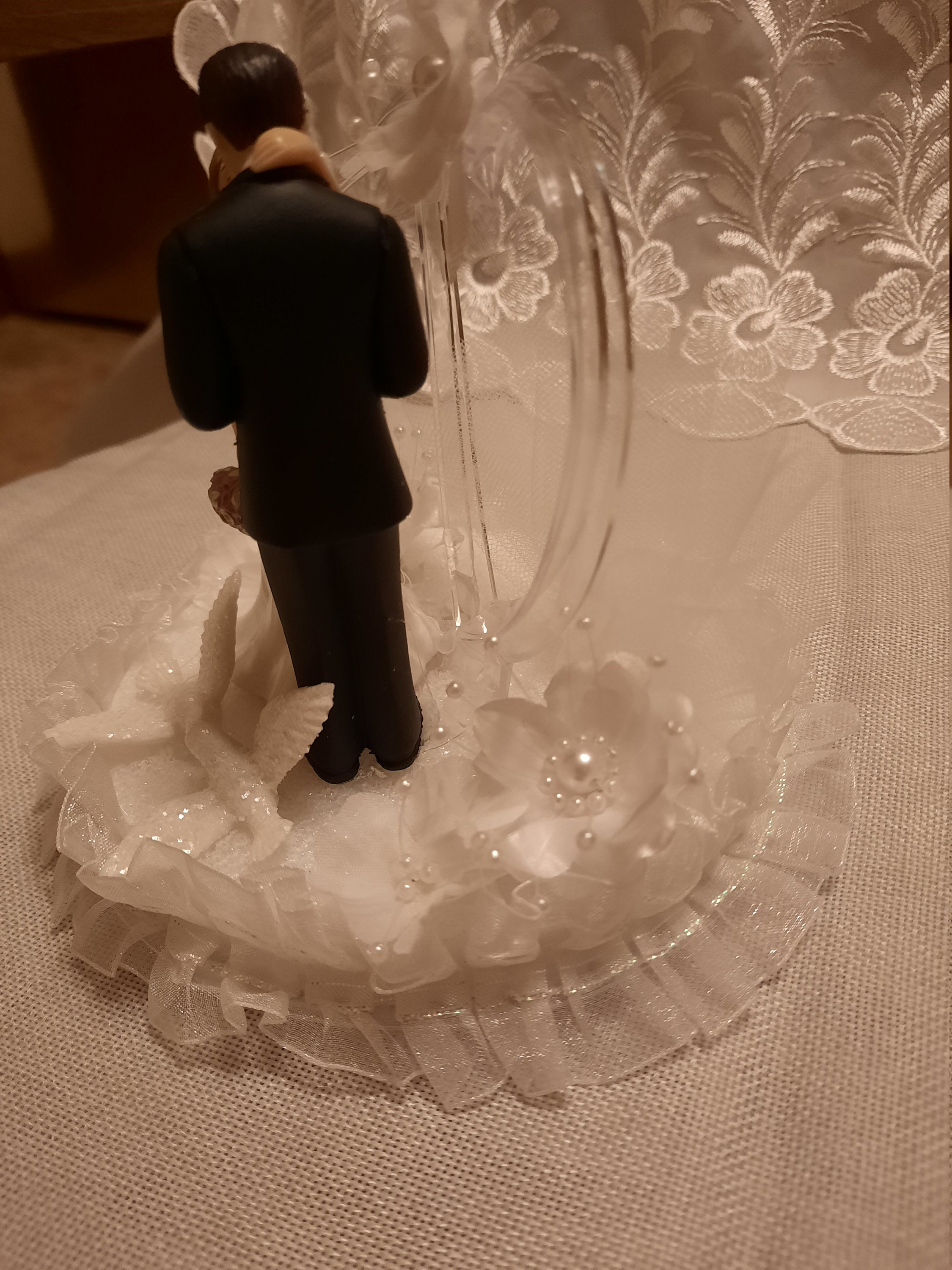 A Handmade New Beautiful Wedding Cake Topper Long Hair Bride and ...