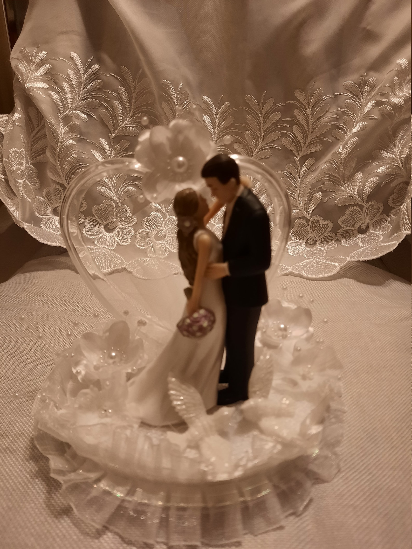 A Handmade New Beautiful Wedding Cake Topper Long Hair Bride and ...
