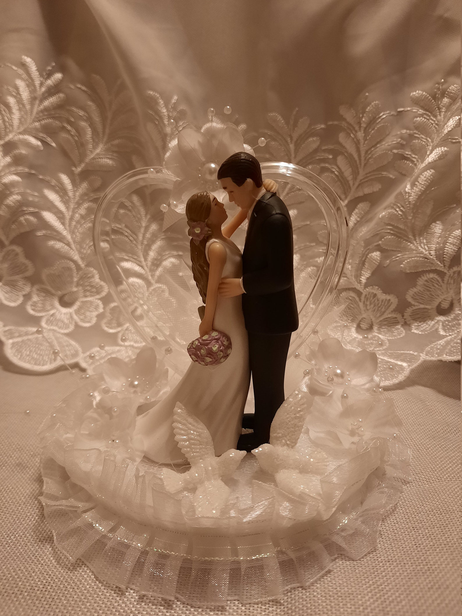 A Handmade New Beautiful Wedding Cake Topper Long Hair Bride and ...