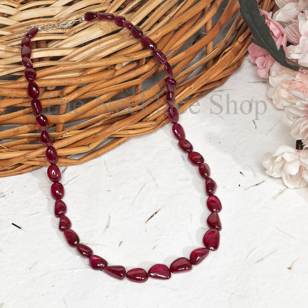 AAA Quality Natural Ruby Nugget Necklace, Gemstone Necklace, Birthstone ...