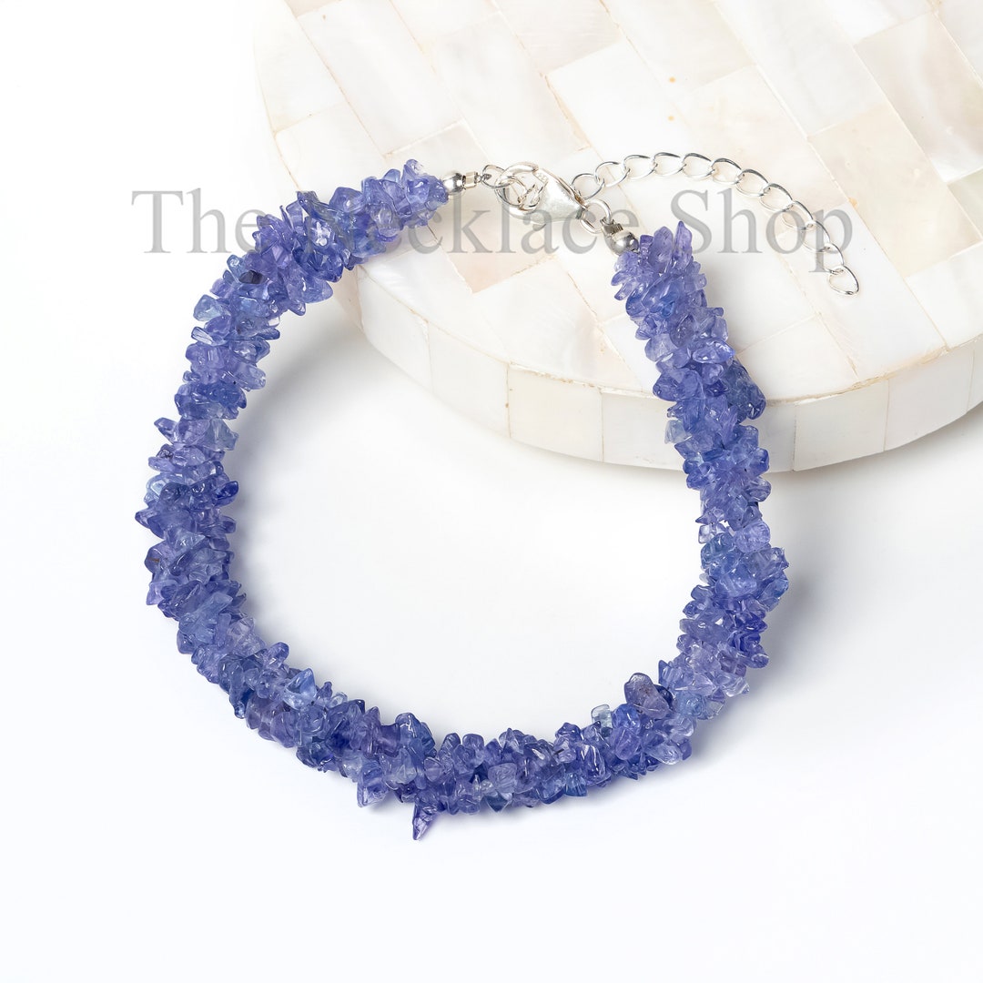Tanzanite Uncut Chips Bracelet, 2-4mm Natural Uneven Shape Gemstone ...