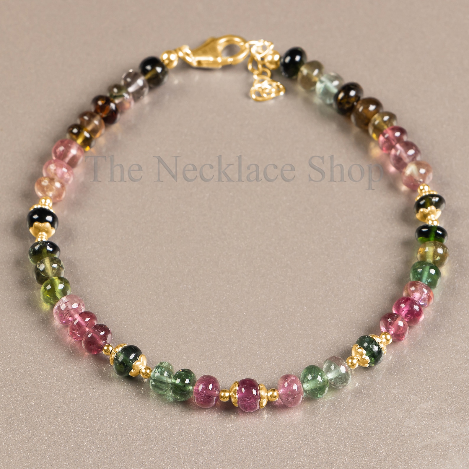 High Quality Multi Tourmaline 18k Gold Bracelet, Natural Tourmaline ...