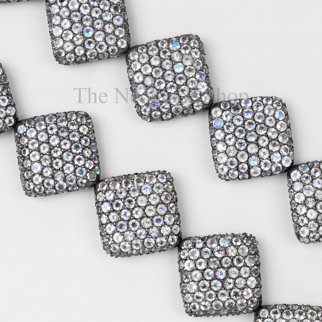 Natural Rainbow Moonstone Cut Stone Spacers,925 Sterling Silver Spacer ...