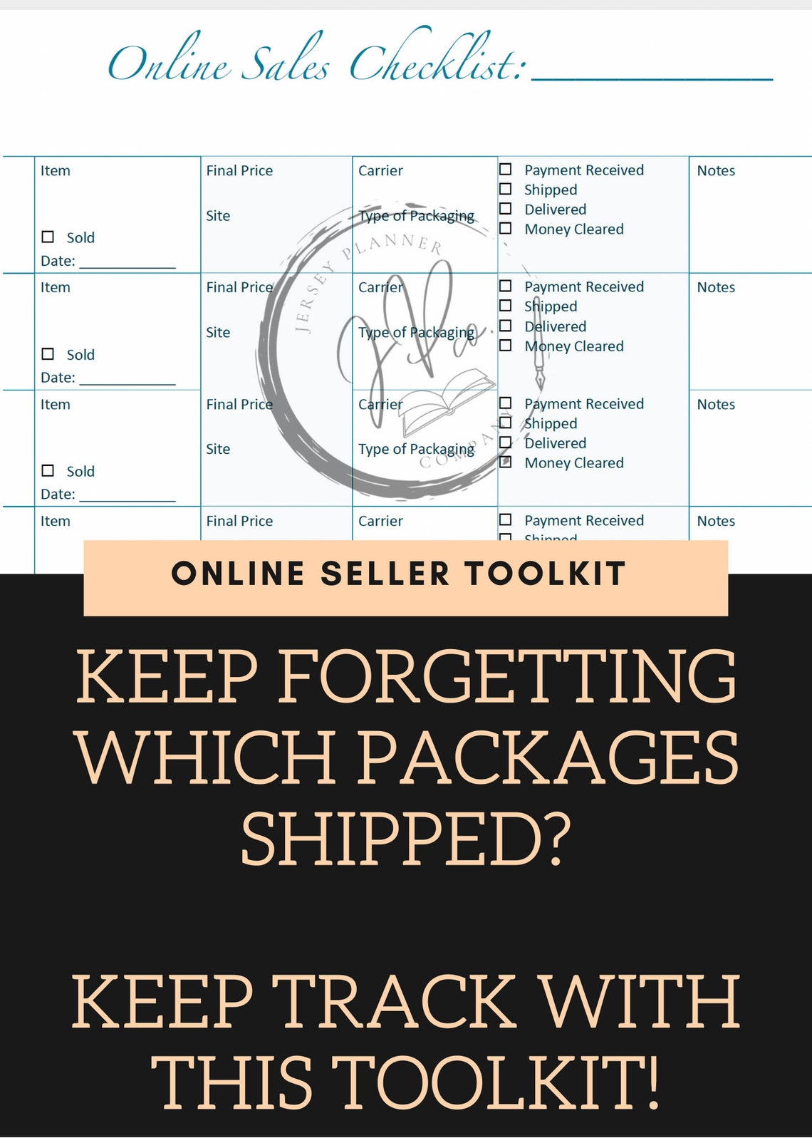 Online Seller Toolkit Letter Size (digital/printable): Order Checklist ...
