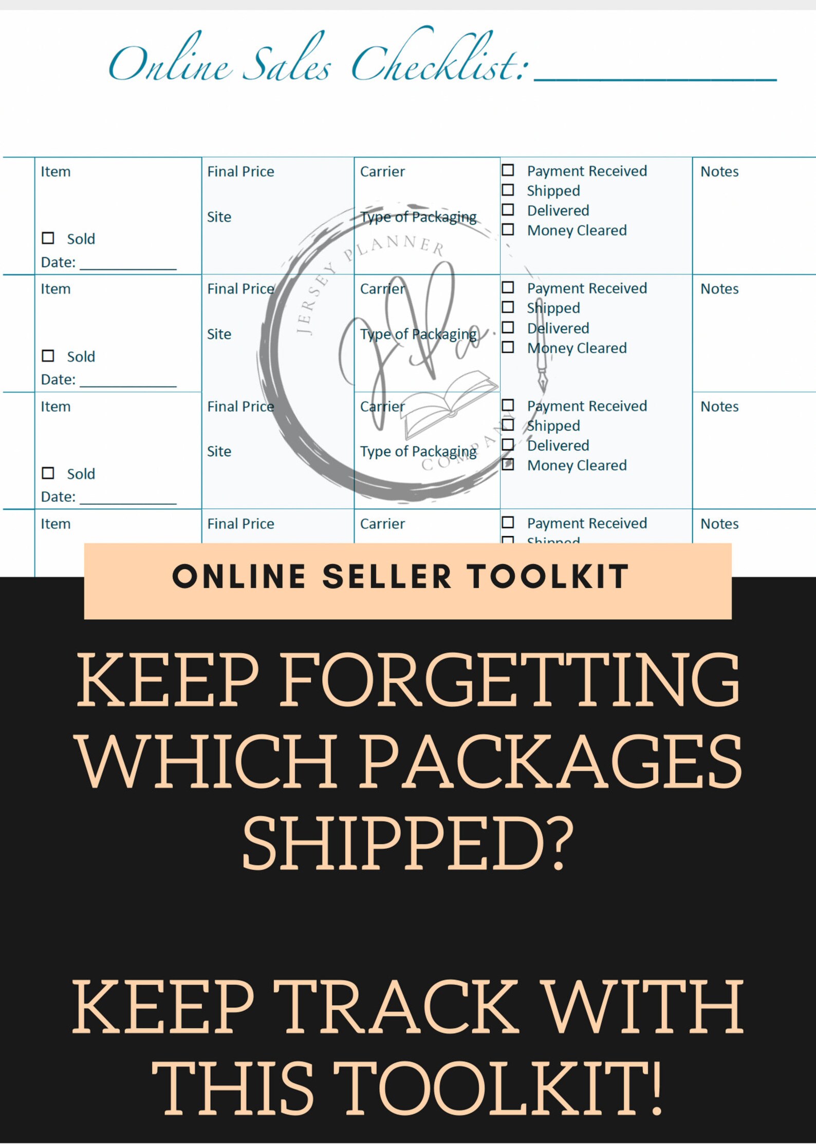 Online Seller Toolkit Letter Size (digital/printable): Order Checklist ...