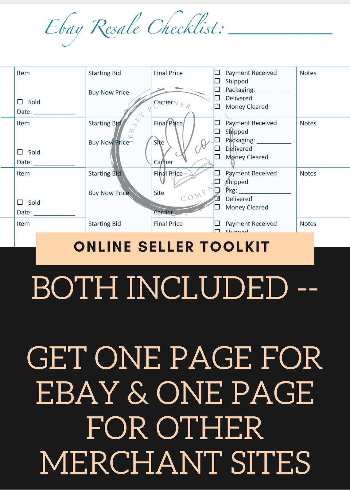 Online Seller Toolkit Letter Size (digital/printable): Order Checklist ...