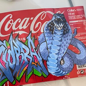 Upcycled Cobra Snake Graffiti Style Street Art on Recycled Soda Can ...