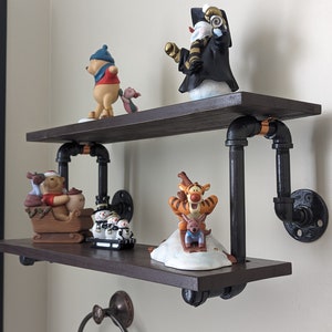 Urban Solid Wood Double Stack Shelving With Black Iron Brackets - Etsy