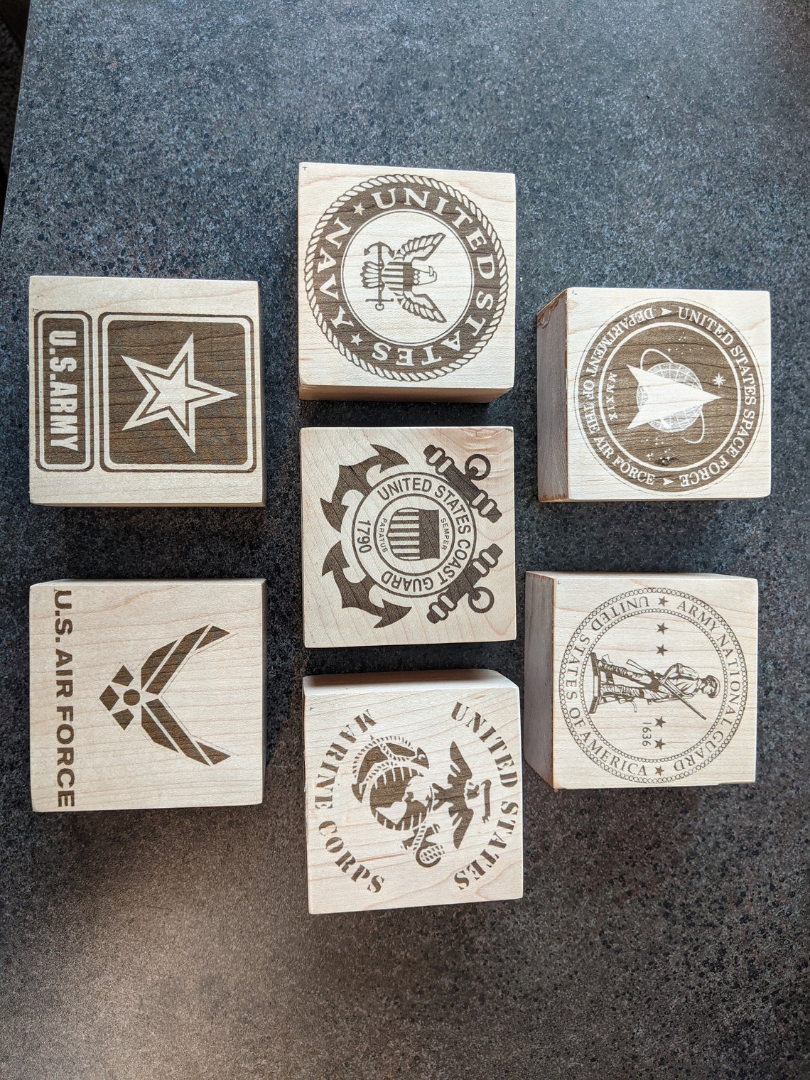 3 Military Logo/emblem Laser Engraved Maple Wood Block - Etsy