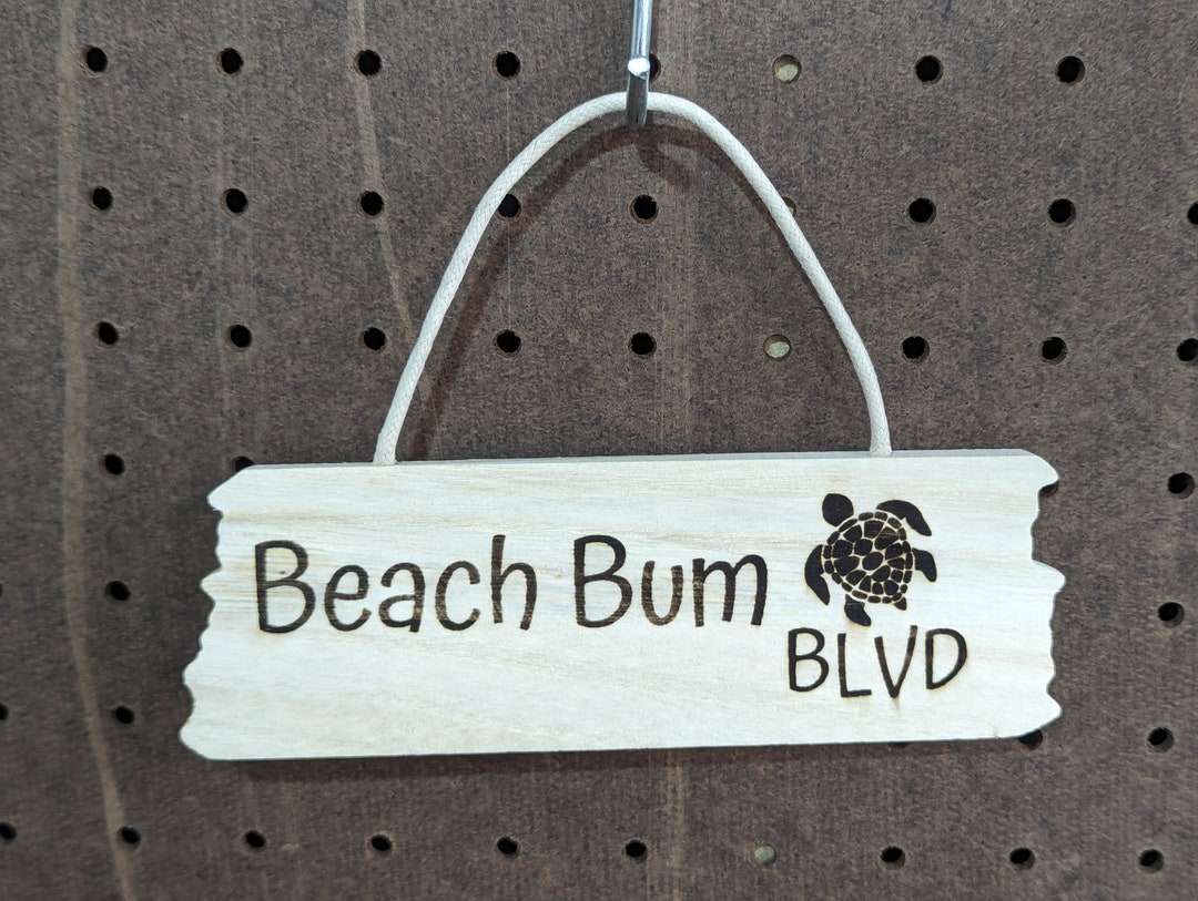 Beach Bum Wall Art - Laser Engraved Hanging Wooden Sign, Bedroom Decor ...