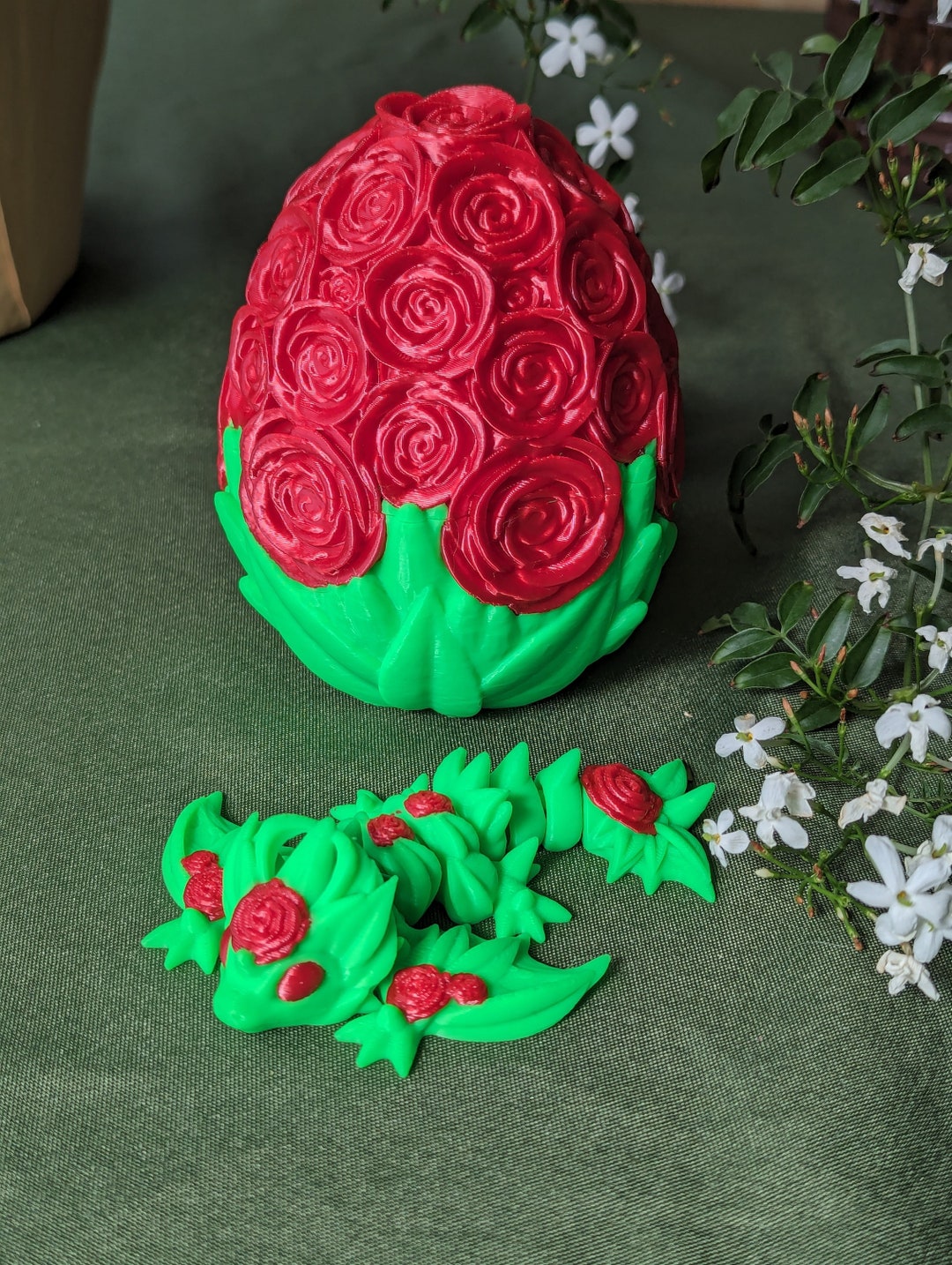 Rose Wyvern (dragon) and Egg - 3d Printed Articulated Dragon and a ...