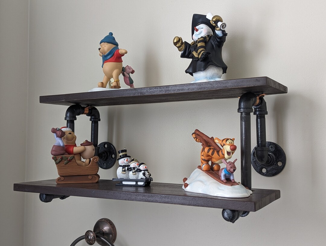Urban Solid Wood Double Stack Shelving With Black Iron Brackets - Etsy