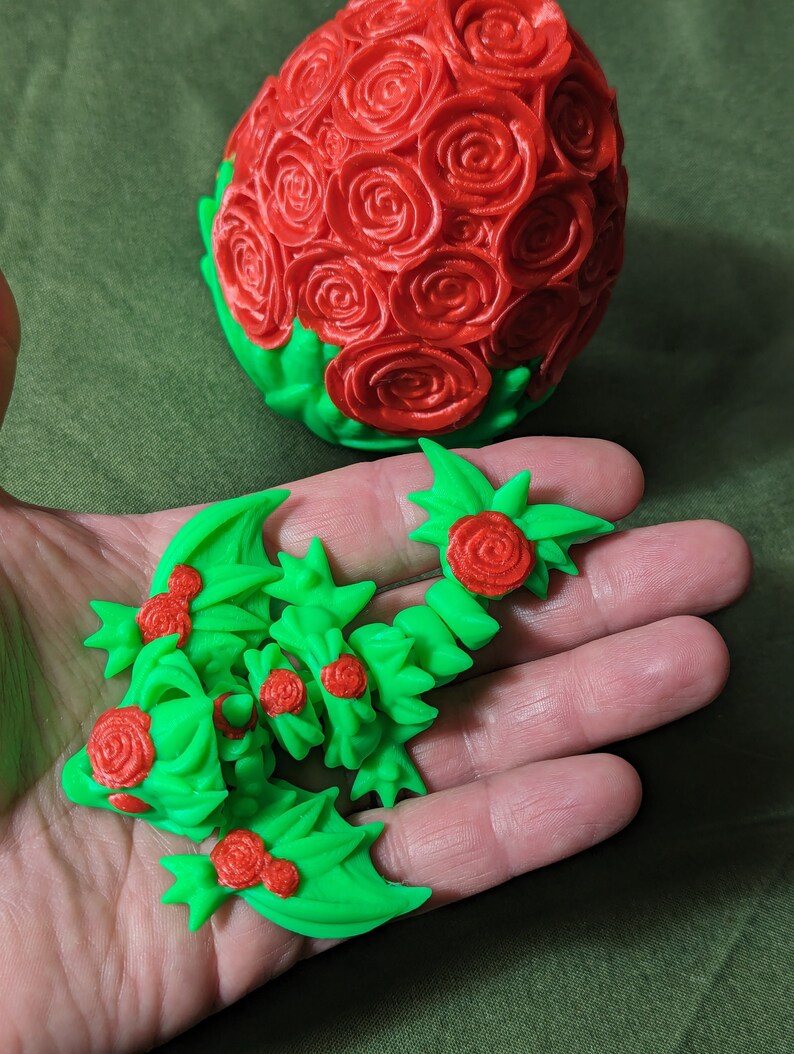 Rose Wyvern (dragon) and Egg - 3d Printed Articulated Dragon and a ...