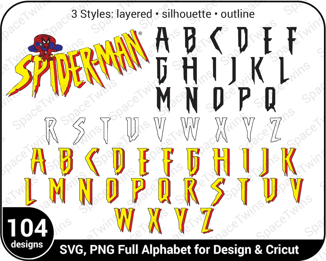 Spiderman Font SVG Spider-man Font svg fuente Spider-man | Etsy