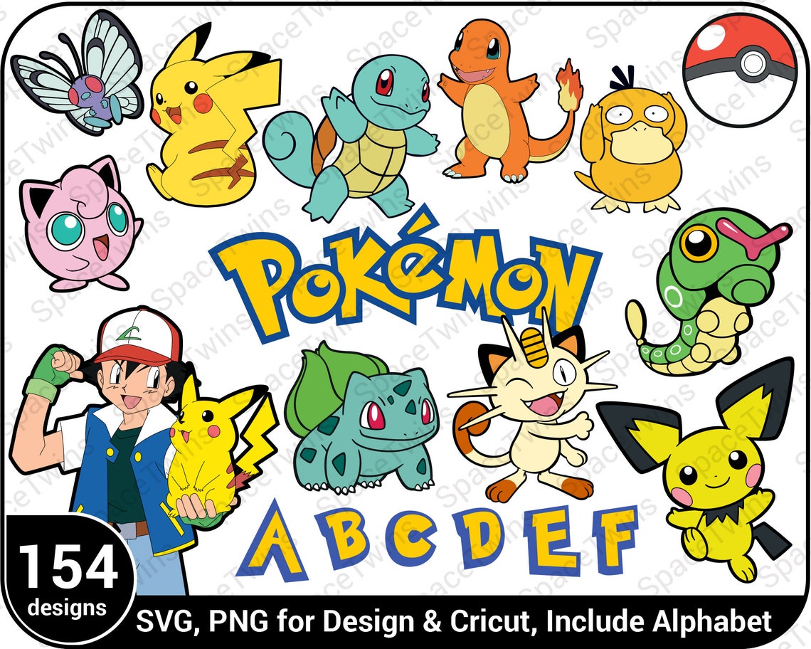 Pokemon Font Bundle Svg Pikachu Font Svg Pokemon Alphabet Etsy | Images ...