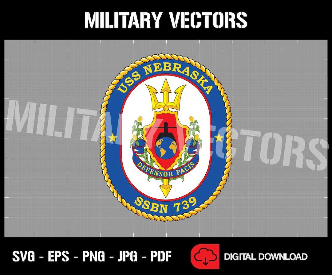 USS Nebraska (SSBN-739) Ballistic Missile Submarine - Patch Pin Logo ...