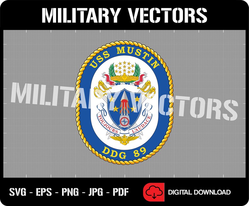 USS Mustin DDG-89 - U.S. Navy Destroyer - Ship's Crest Logo Decal ...