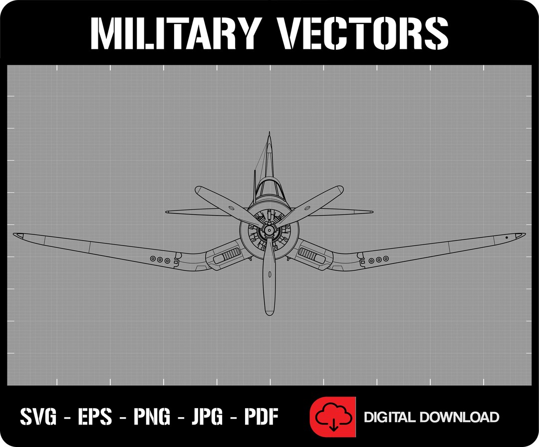 Vought F4U-1 Corsair Fighter Aircraft Line Drawing Blueprint Outline ...