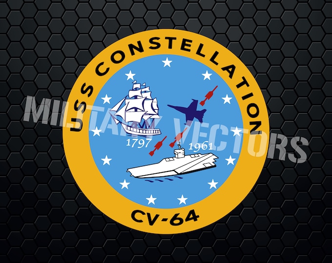 USS Constellation CV-64 Aircraft Carrier Patch Pin Logo Decal Emblem ...