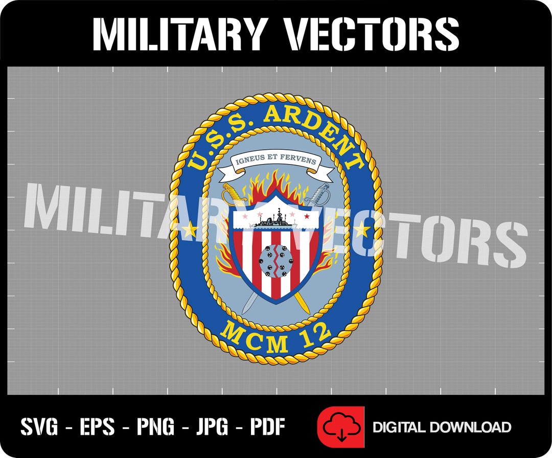USS Ardent MCM-12 - U.S. Navy Ship's Crest Patch Logo Decal Emblem ...