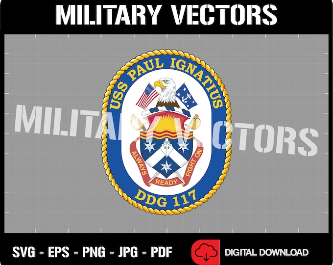 USS Paul Ignatius DDG-117 U.S. Navy Destroyer Ship's Crest Logo Decal ...