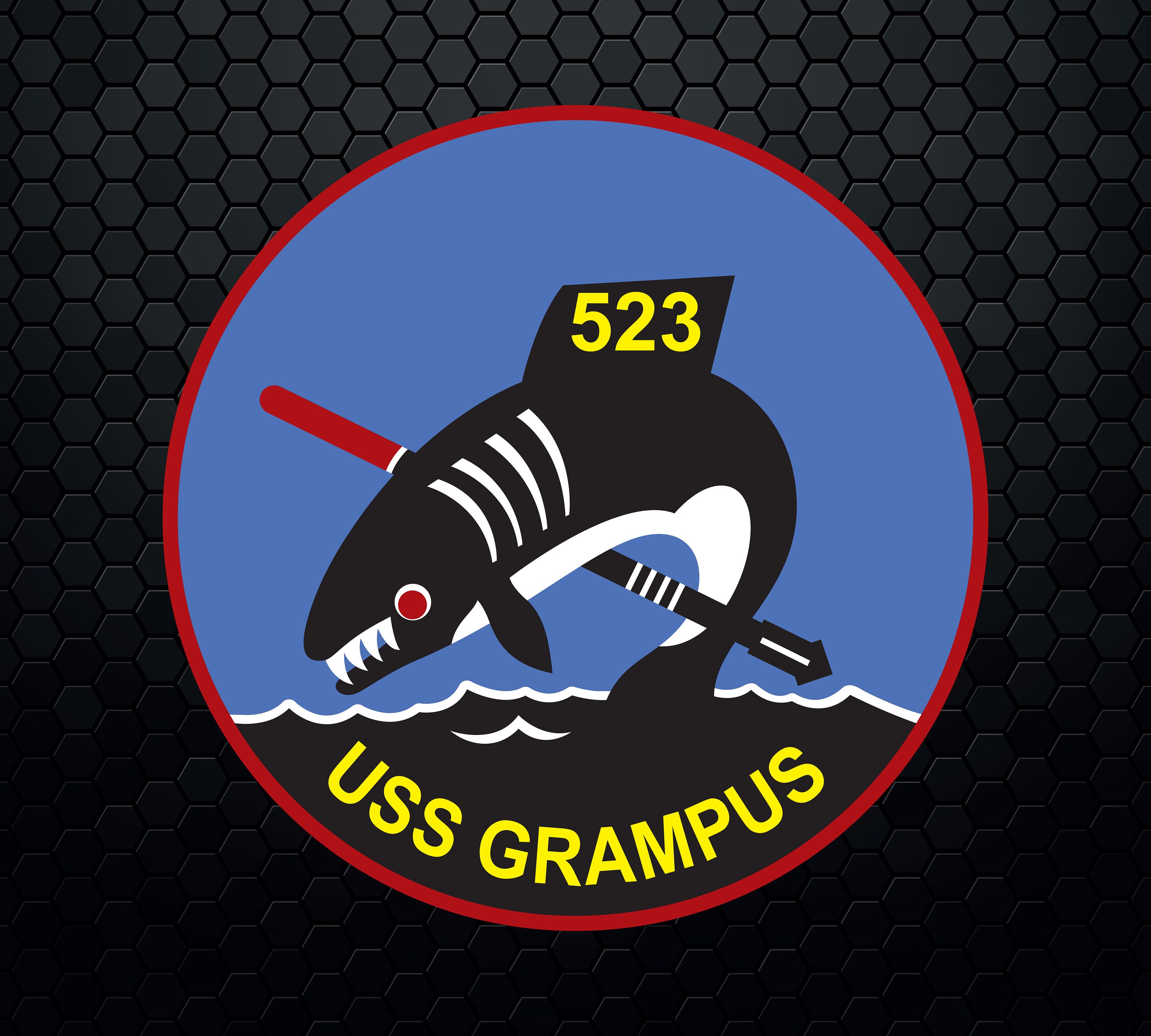 U.S. Navy USS Grampus SS-523 Submarine - Patch Logo Decal Emblem Crest Insignia Badge - Digital ...